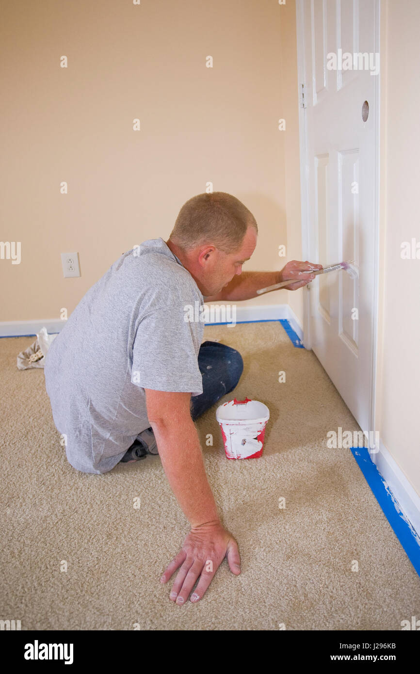 Contract painter updating colors of walls and painting doors,ceilings ...
