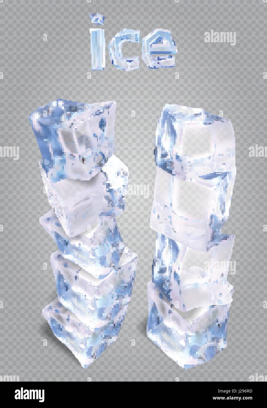 Transparent ice cube stack. 3d realistic vector mesh Stock Vector Image ...
