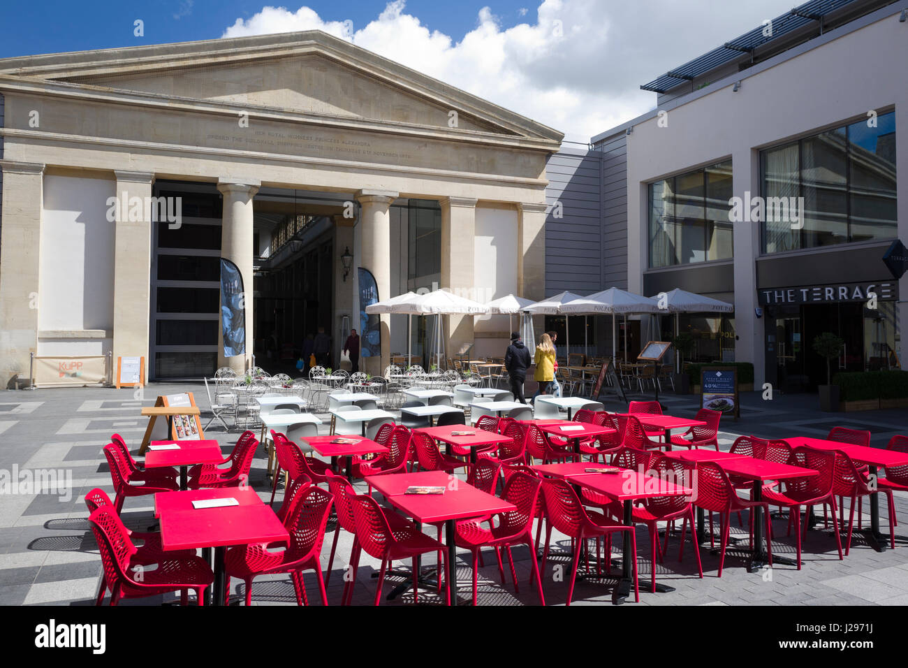 Guildhall shopping centre restaurants, Exeter, UK Stock Photo - Alamy