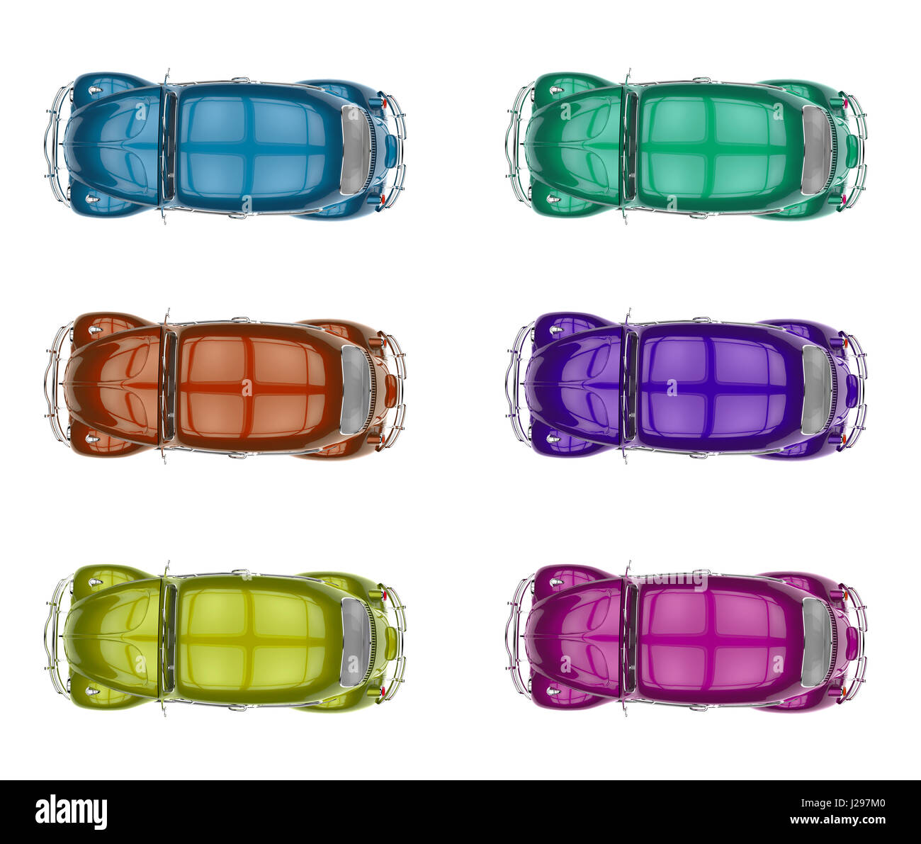 Collection of generic colorful old cars isolated on a white background ...