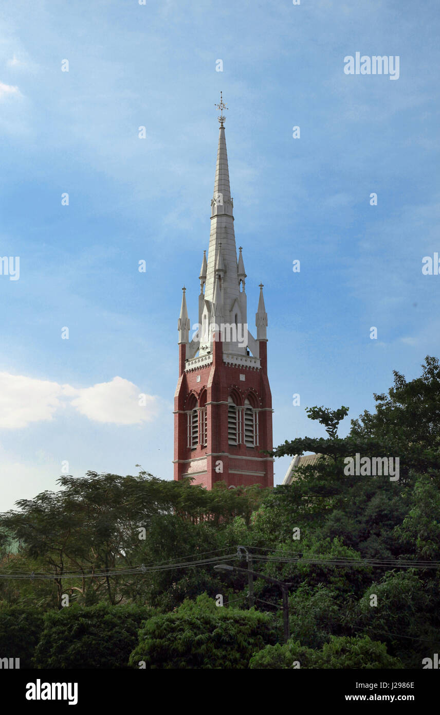 Bell tower of a Christian church in Yangon, Myanmar Stock Photo - Alamy