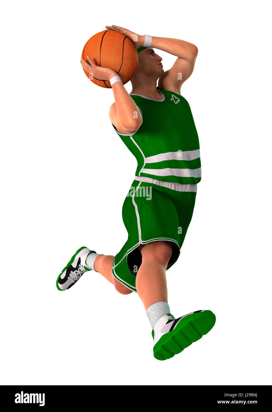 3D rendering of a basketball player isolated on white background Stock ...