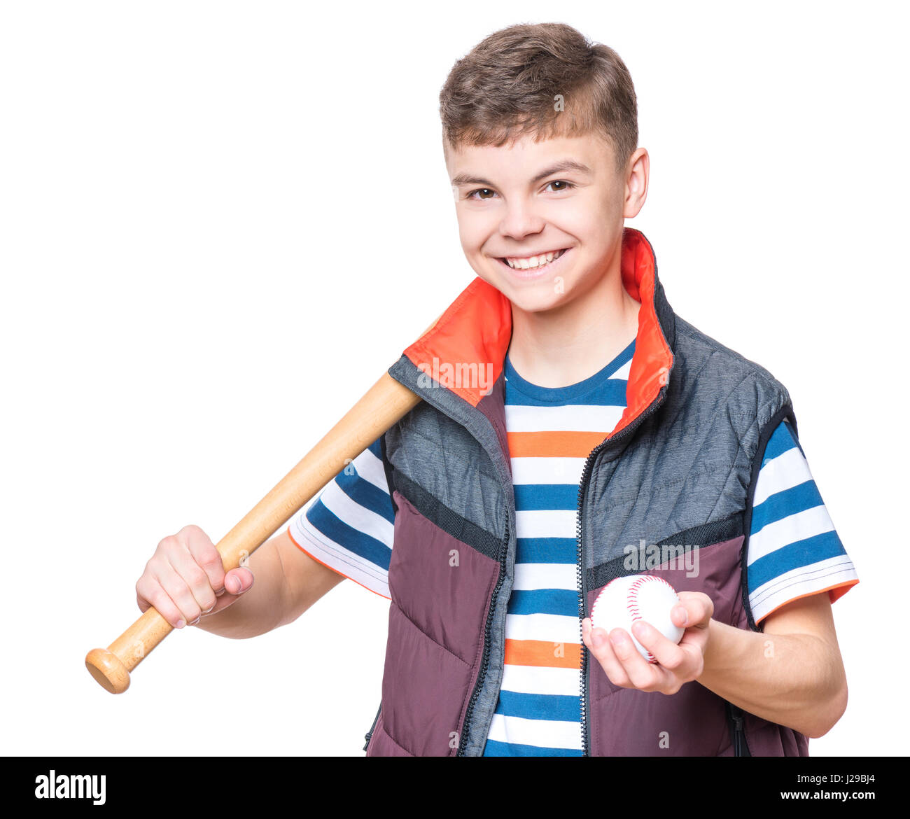 Teen boy with baseball bat Stock Photo - Alamy