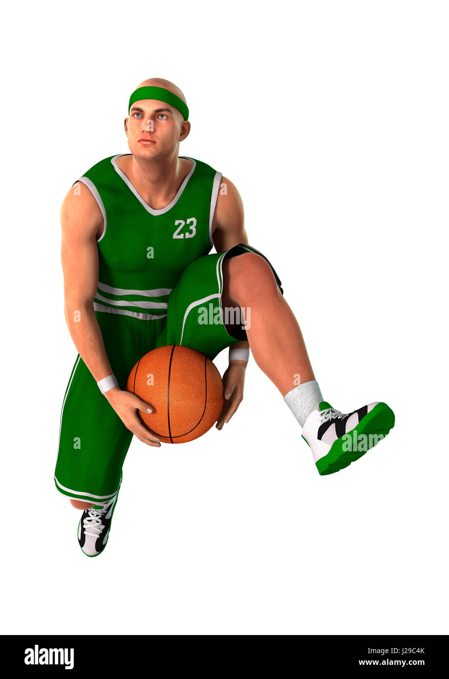 3D rendering of a basketball player isolated on white background Stock ...