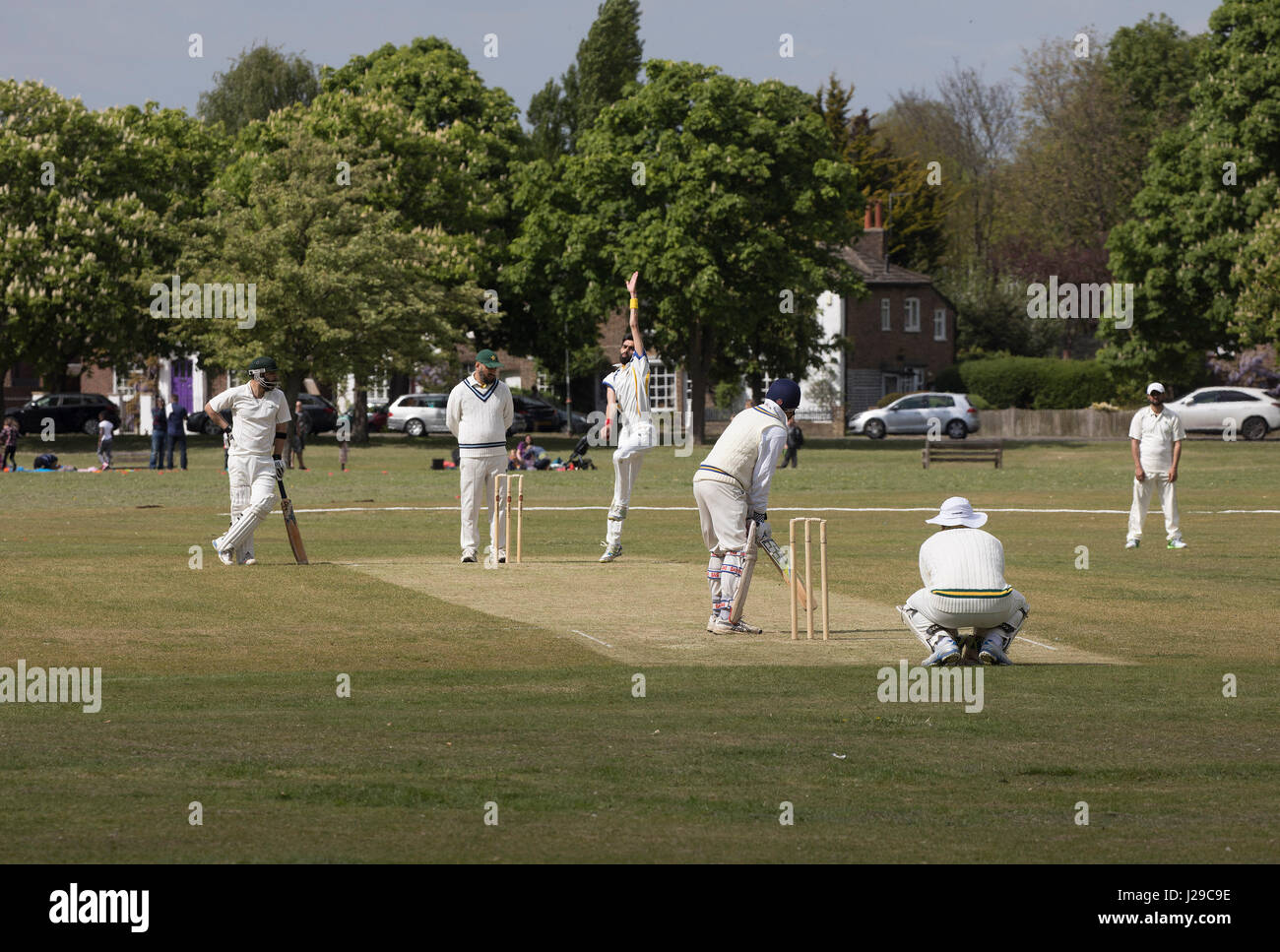 Sunday cricket at Ham Common Stock Photo - Alamy