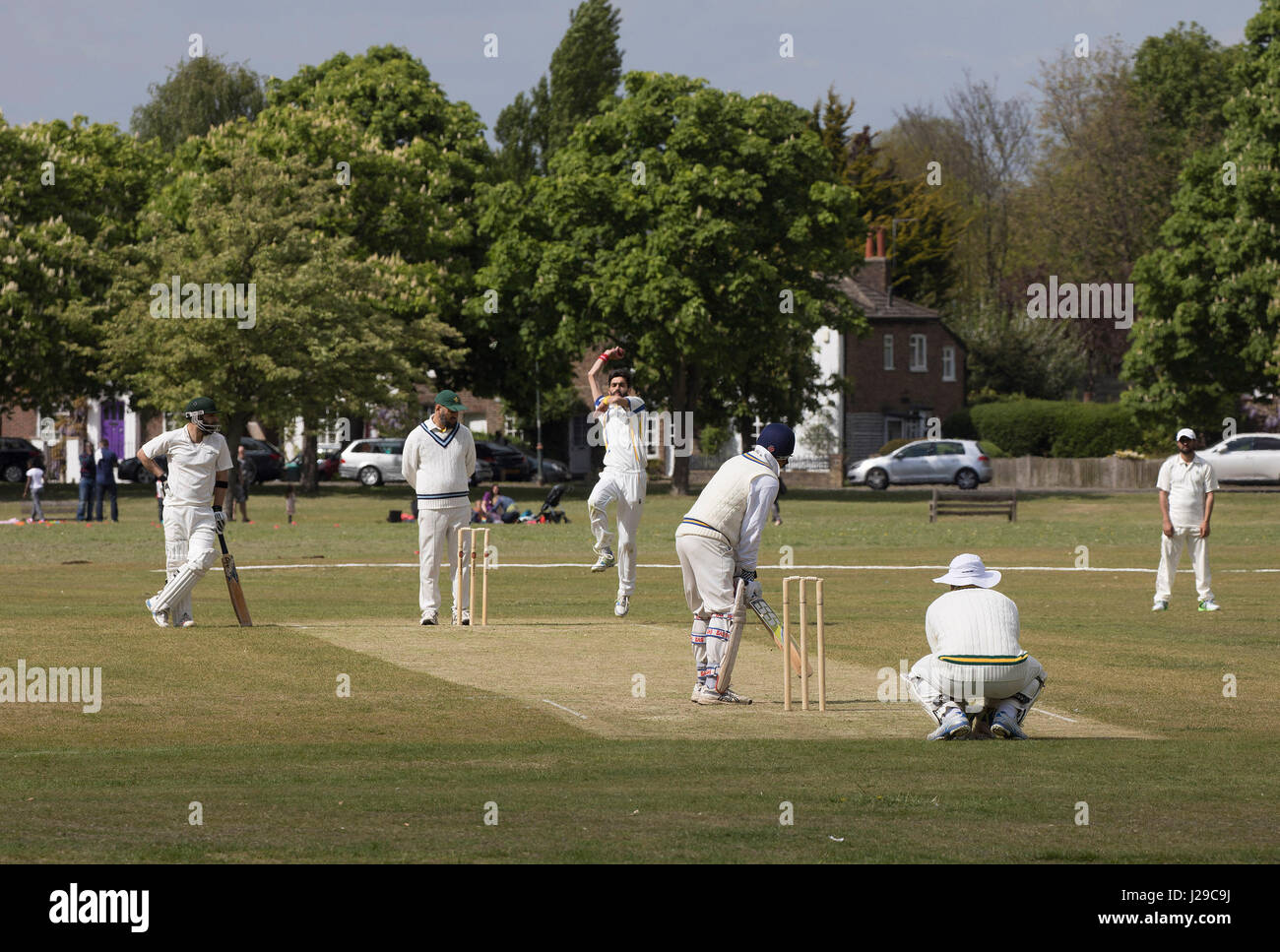 Sunday cricket at Ham Common Stock Photo - Alamy