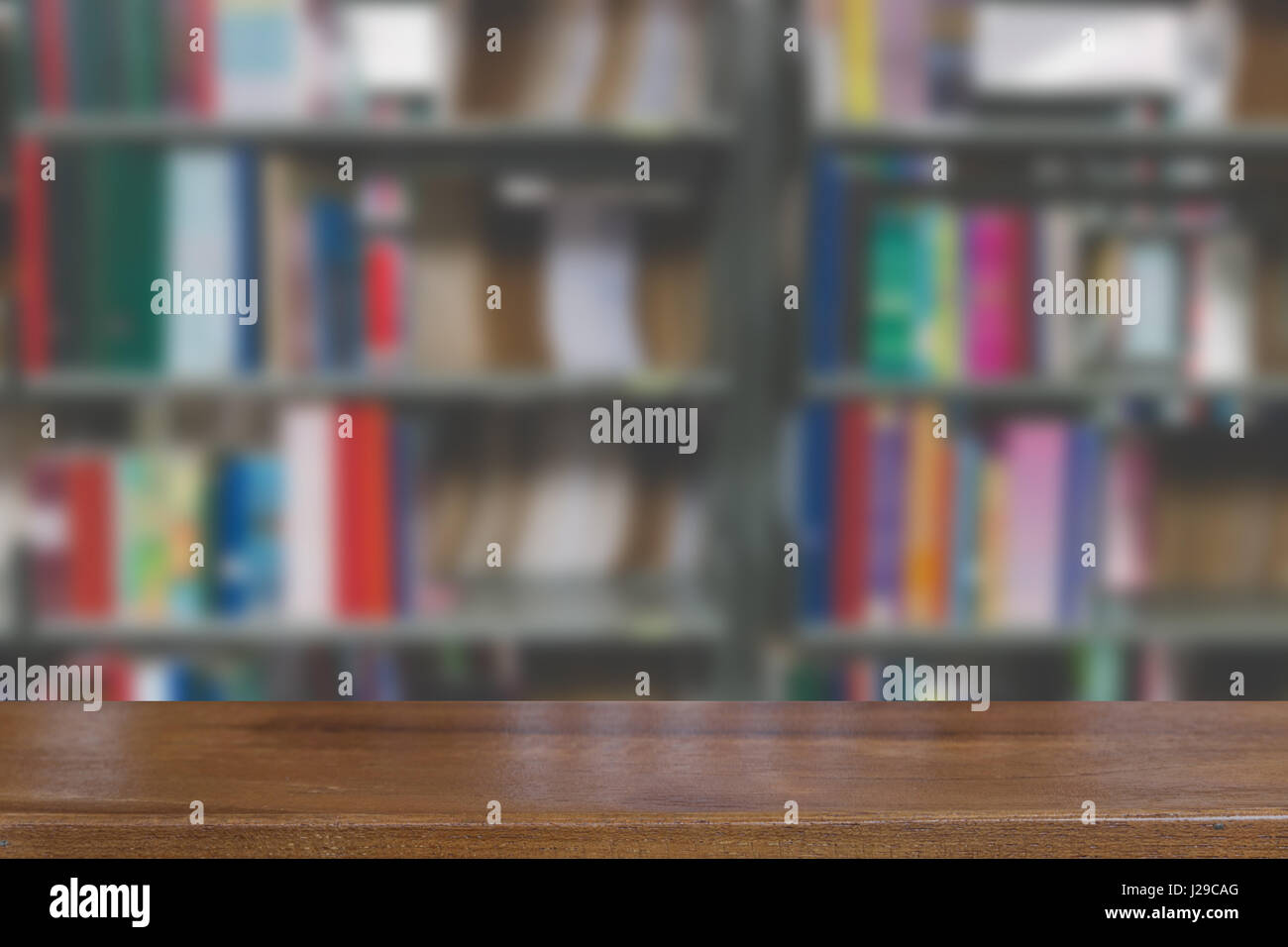 interior of modern library with gray book shelves, blur background with ...