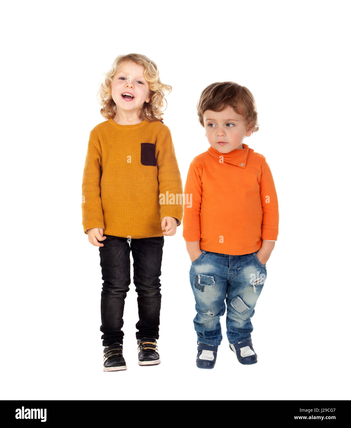 Full portrait with children isolated on a white background Stock Photo ...