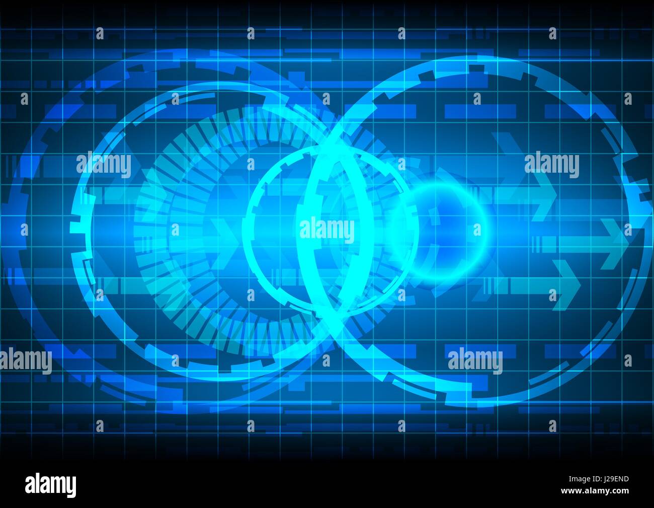 abstract vector circle spread , line, table and arrow on blue ...