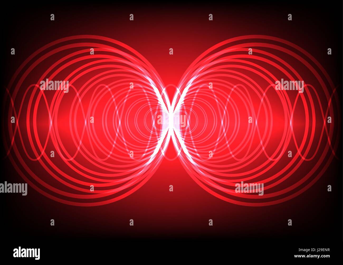 abstract vector multi circle wave surround on red color background ...