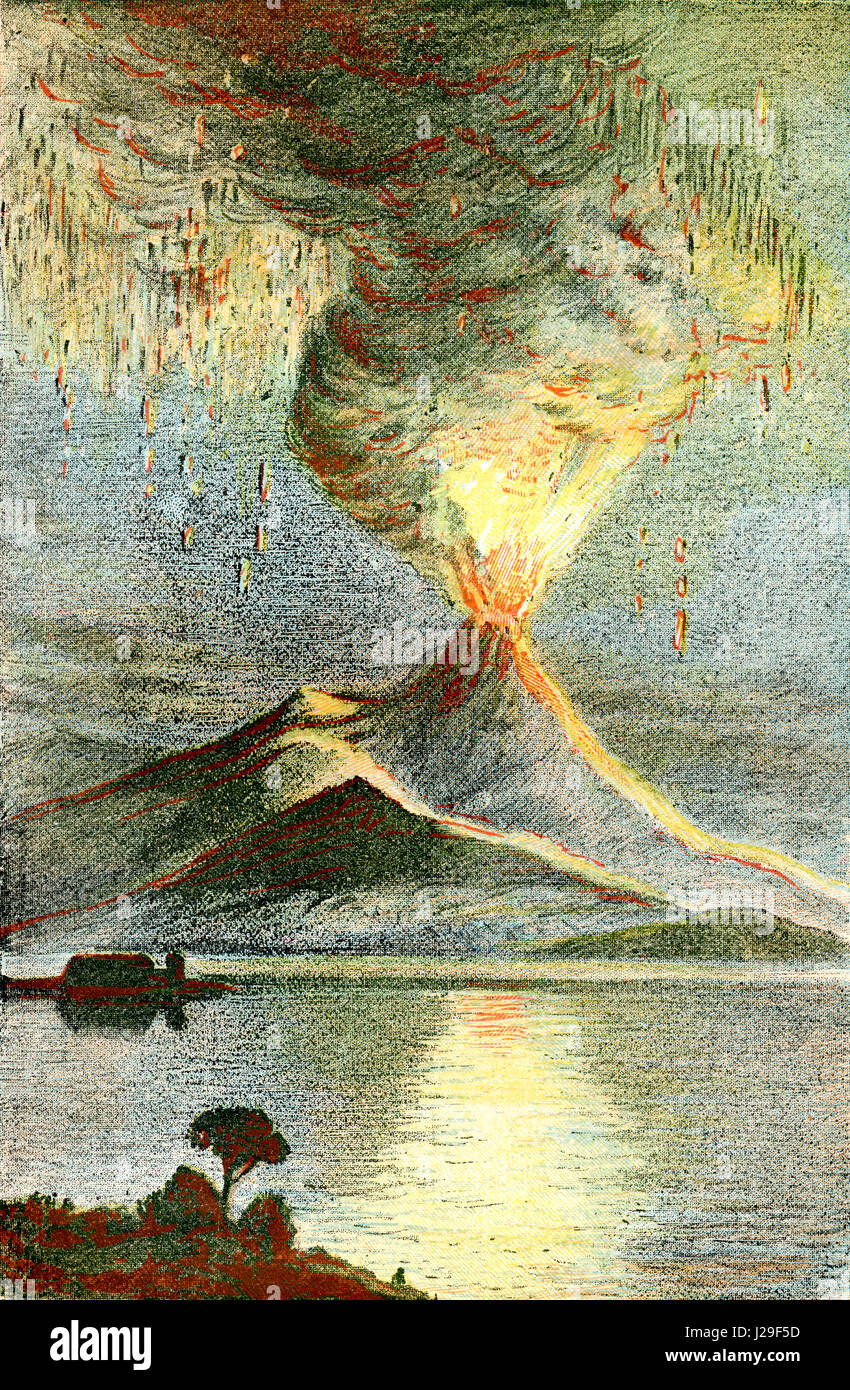 A volcano in eruption. From The World's Foundations or Geology for ...