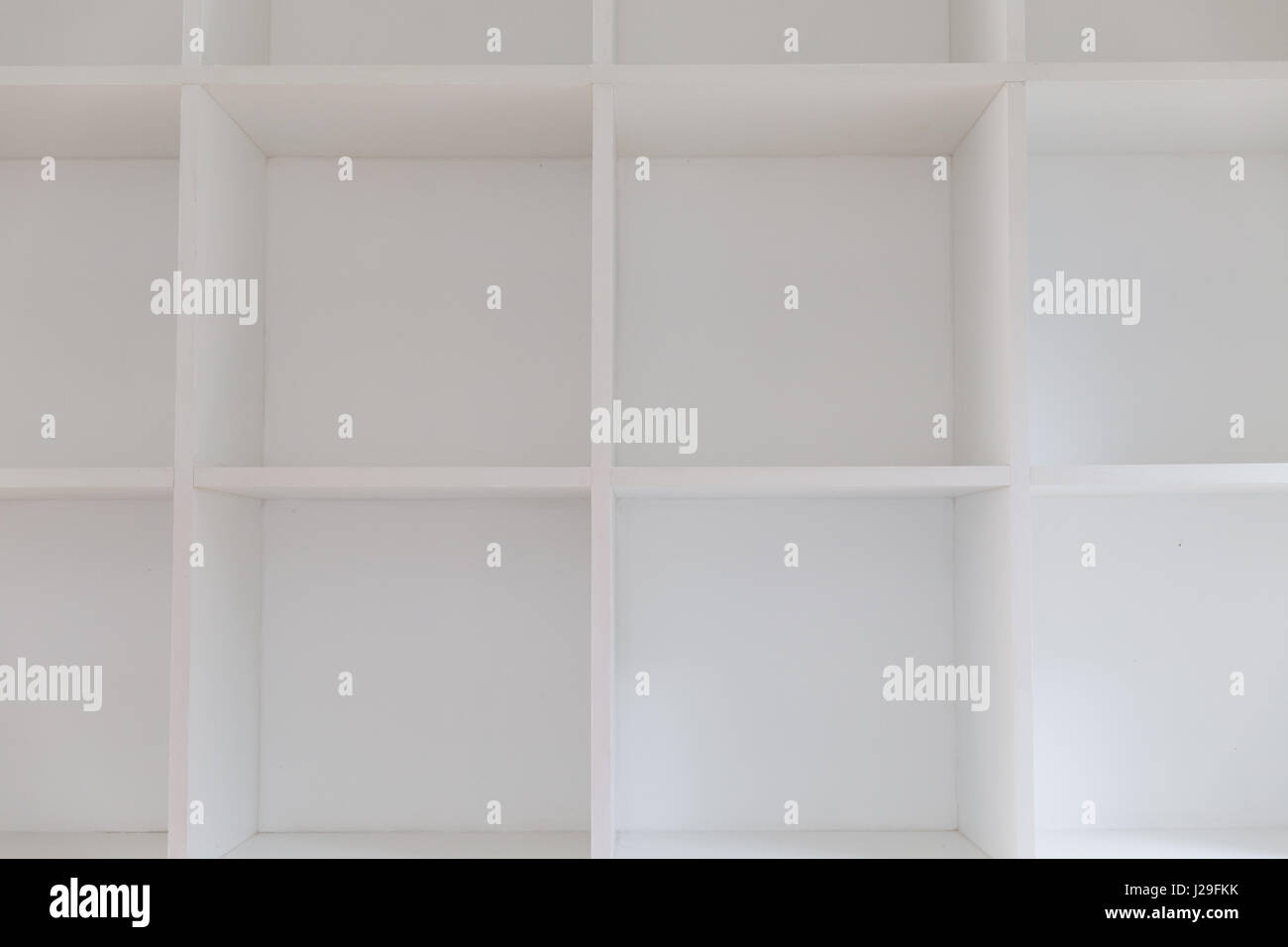 empty white bookshelf, wall cabinet - interior component Stock Photo ...