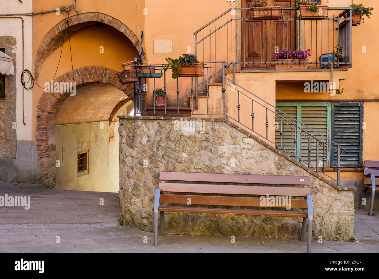 GUARDISTALLO, Pisa, Italy - Plebiscito Square with stairs and bench ...