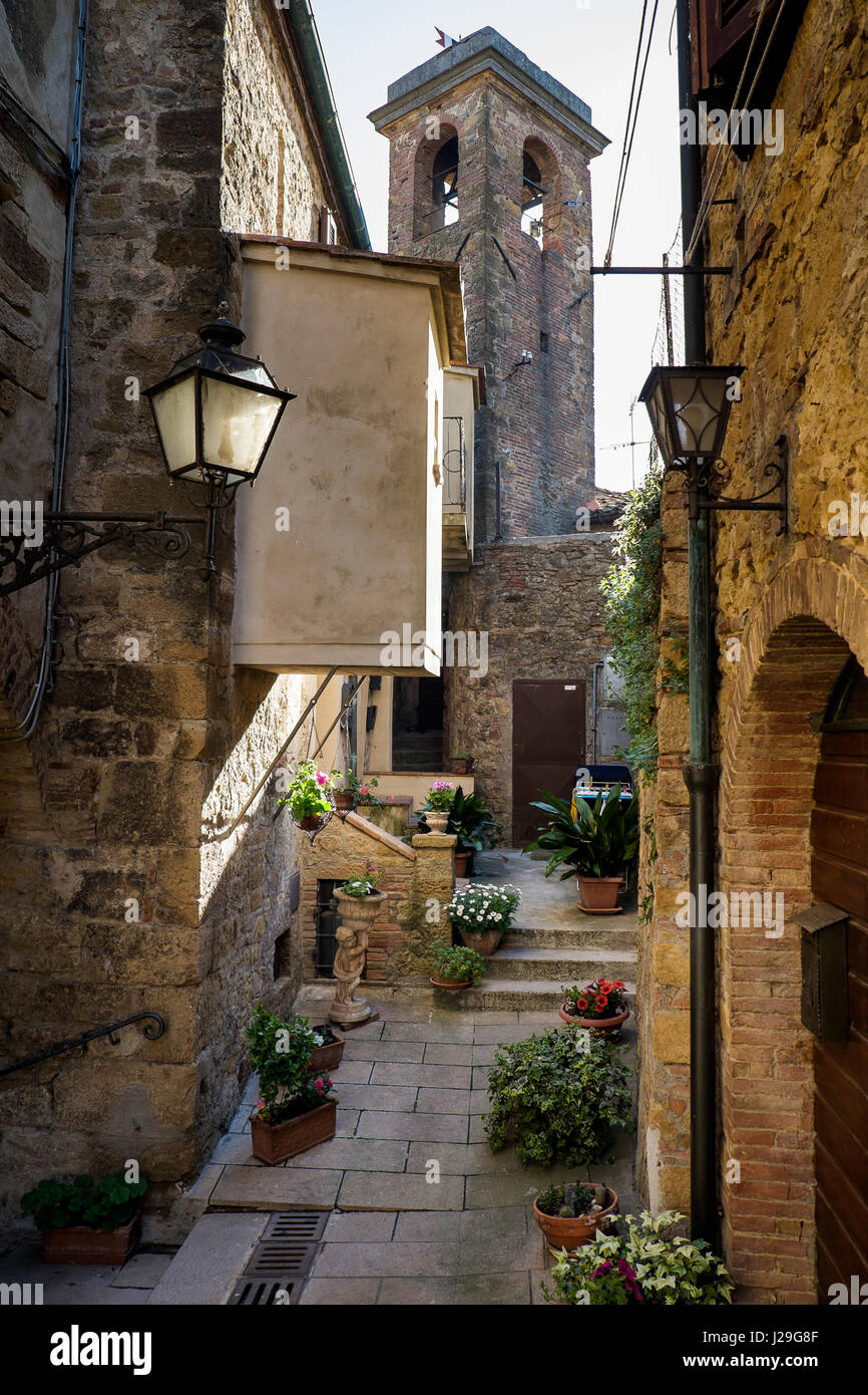 GUARDISTALLO, Pisa, Italy - In the Castle area the civic tower Stock ...