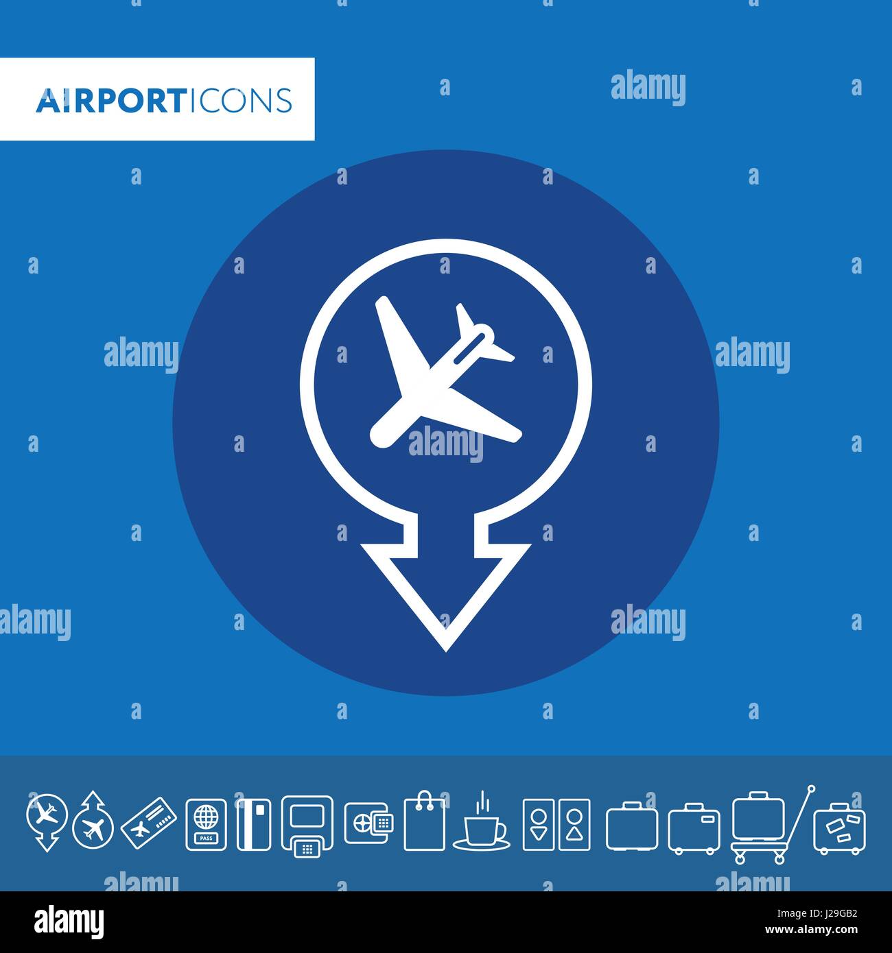 Vector icon, airport icon. Takeoff and landing of the aircraft Stock ...