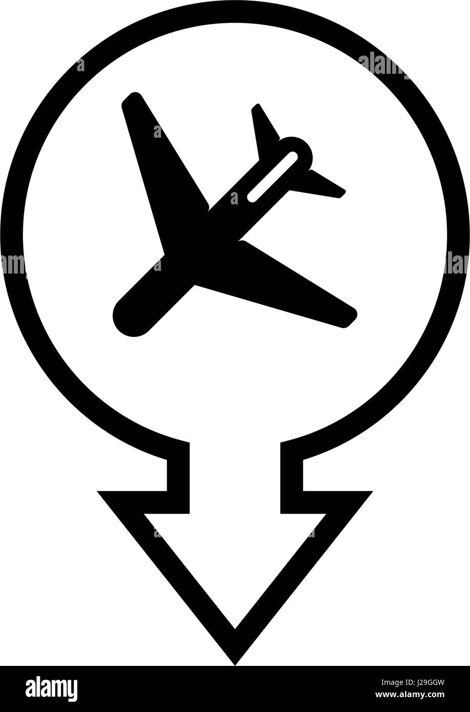 Vector icon, airport icon. Takeoff and landing of the aircraft ...
