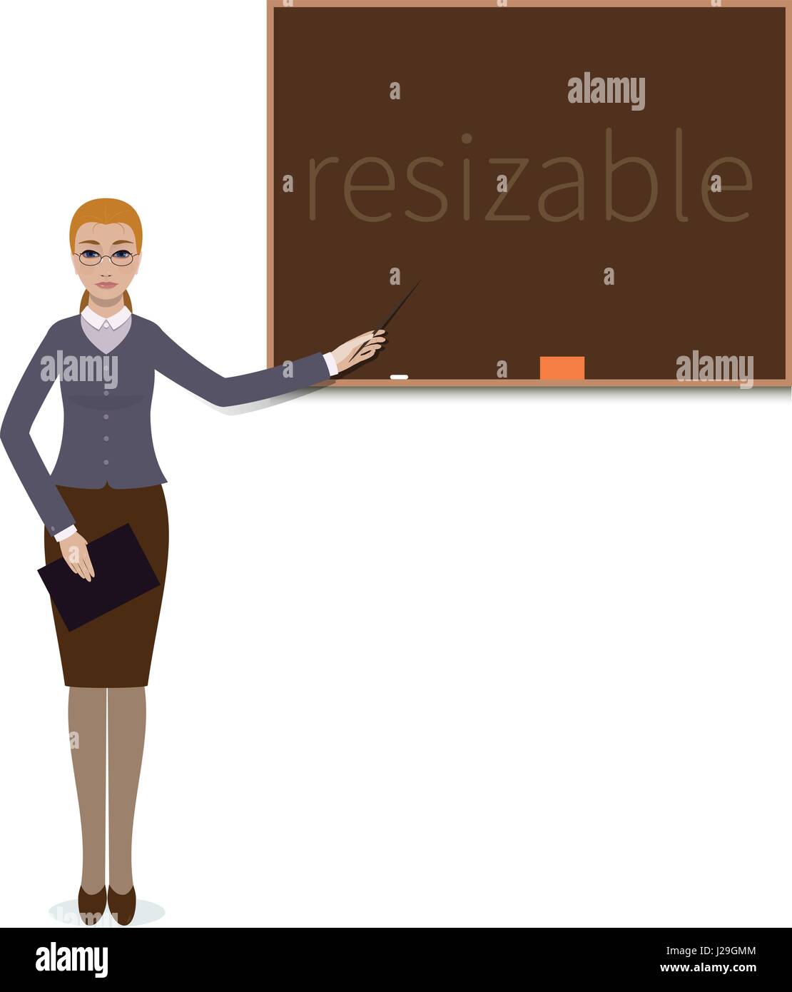Female teacher standing classroom Stock Vector Images - Alamy