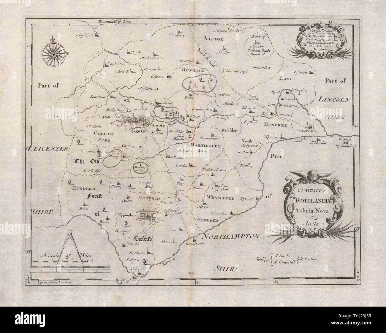 Antique Rutland county map 'COMITATUS ROTELANDIAE' by ROBERT MORDEN ...