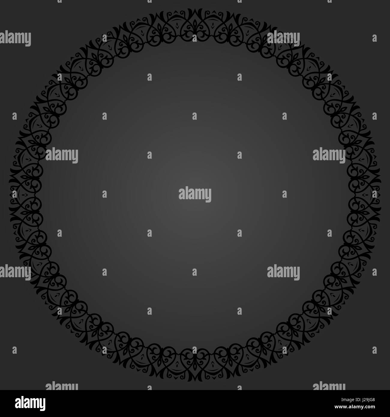 Round floral frame element Black and White Stock Photos & Images - Alamy