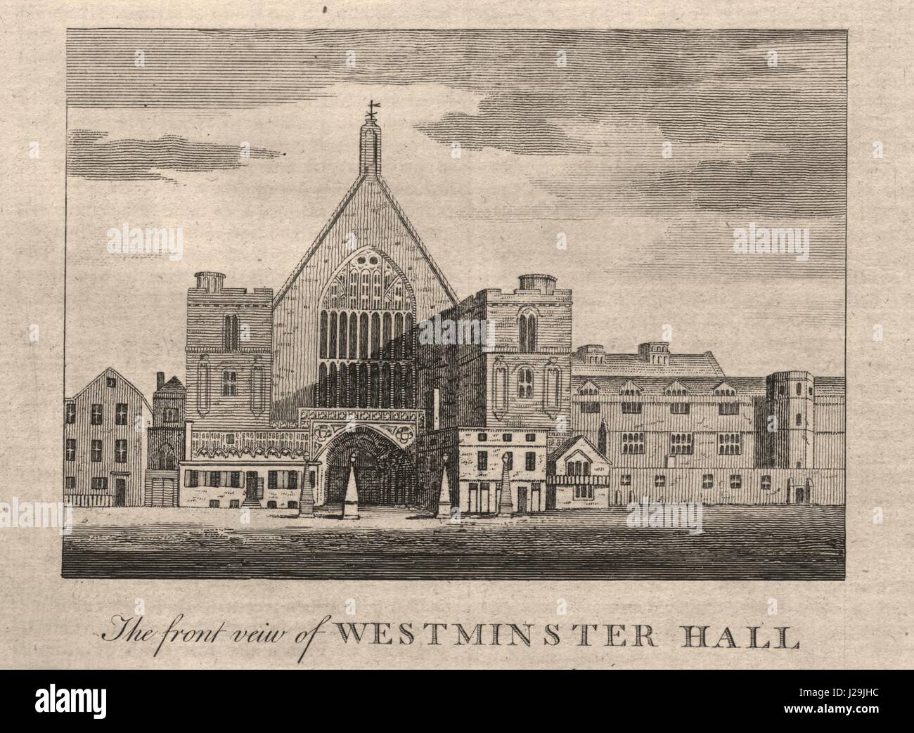 "The front view of Westminster Hall", London. HARRISON 1776 old antique ...