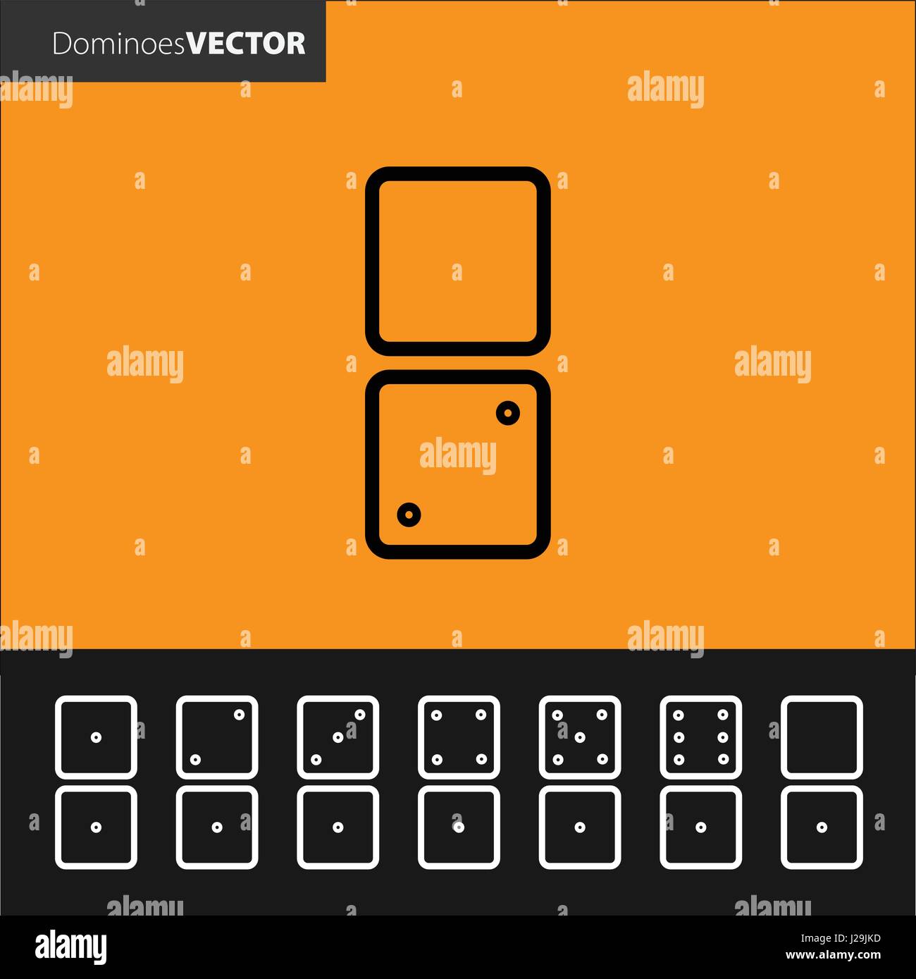 Vector. Domino icons are black on an orange background Stock Vector ...