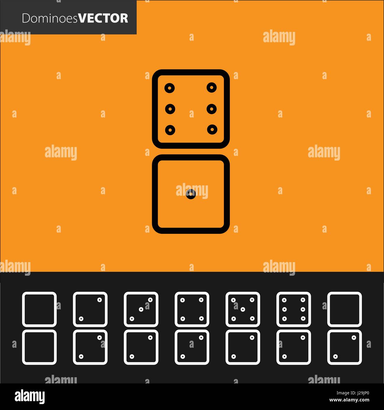 Vector. Domino icons are black on an orange background Stock Vector ...
