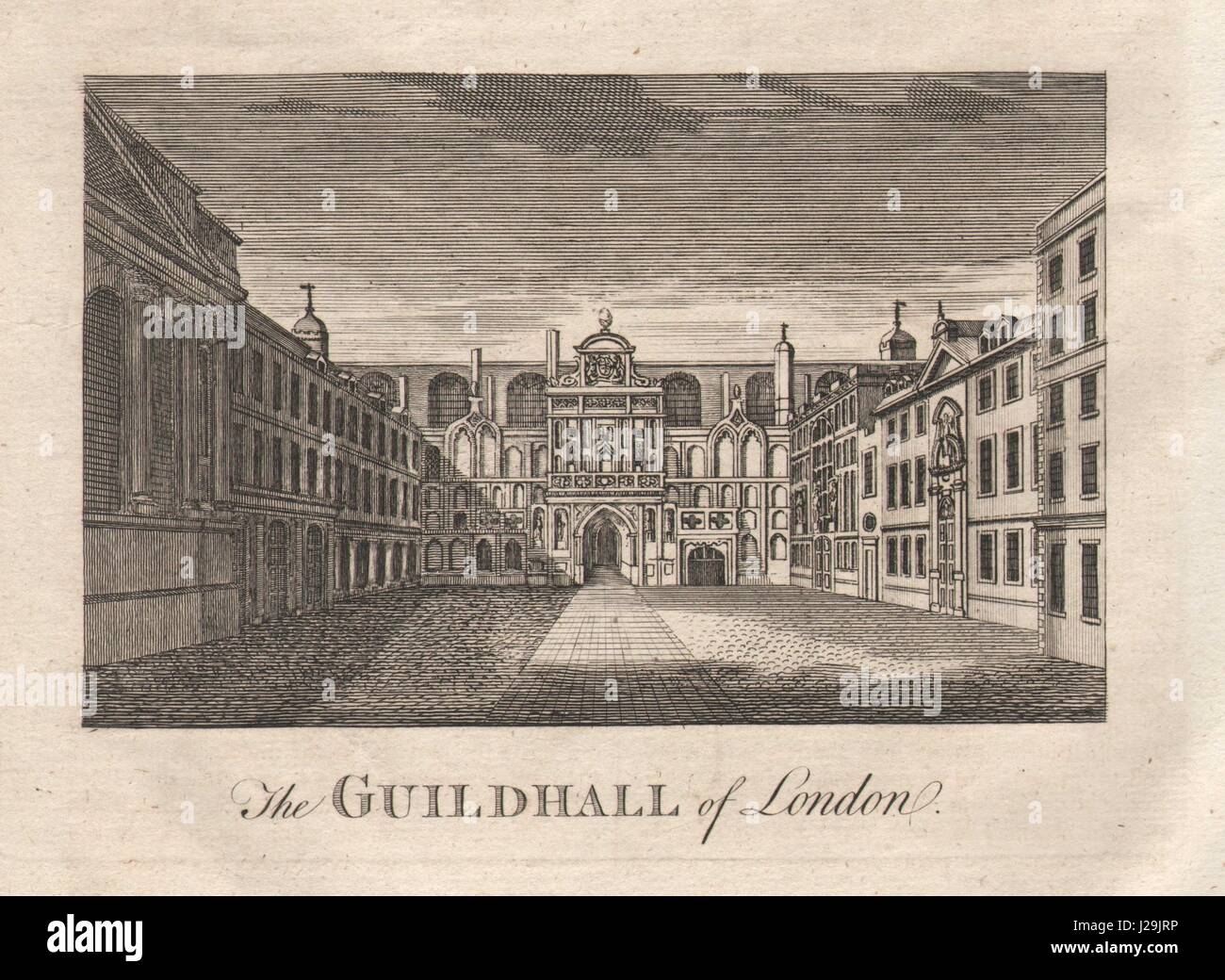 "The Guildhall of London", City of London. HARRISON 1776 old antique ...