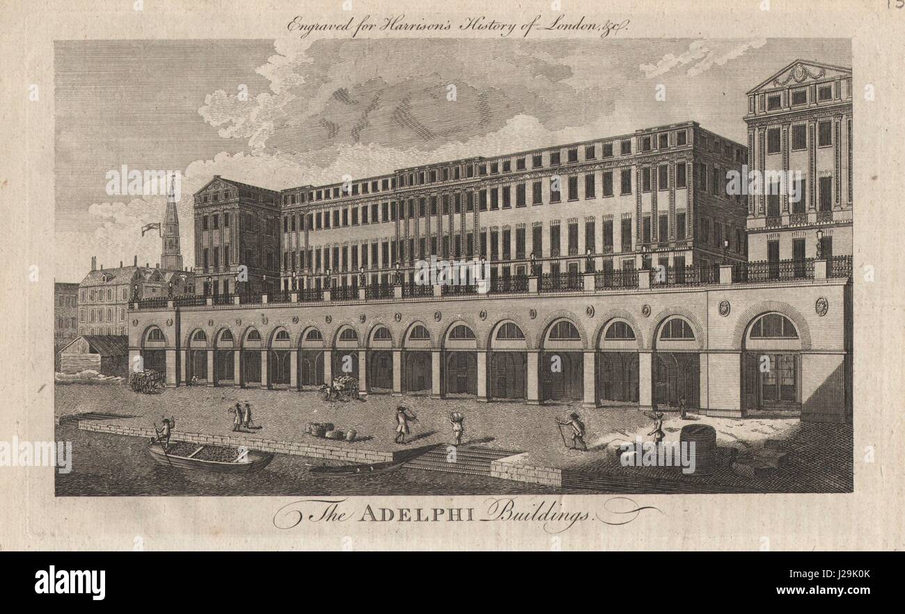 "The Adelphi buildings", the Strand, London. HARRISON 1776 old antique ...