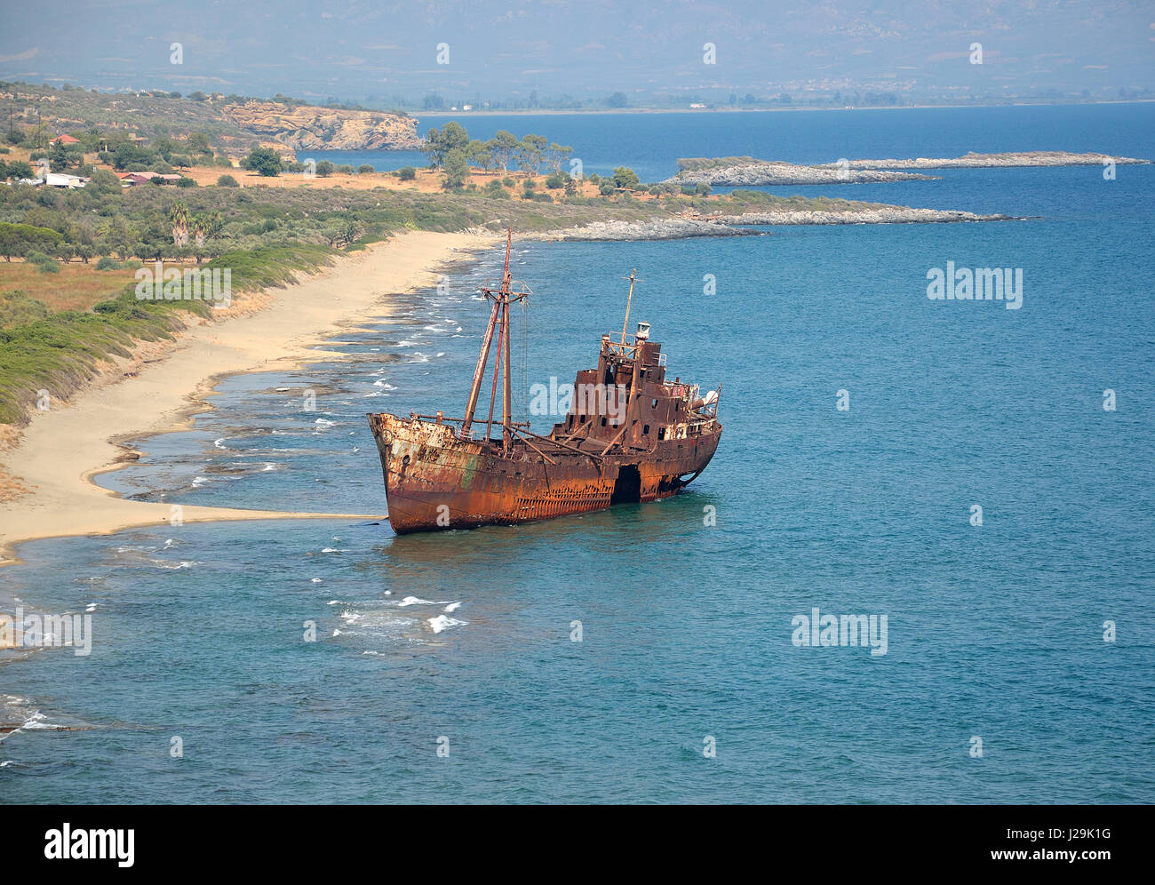 Greek shipwreck of the Dimitrios on a beach near Gythio, Greece Stock ...