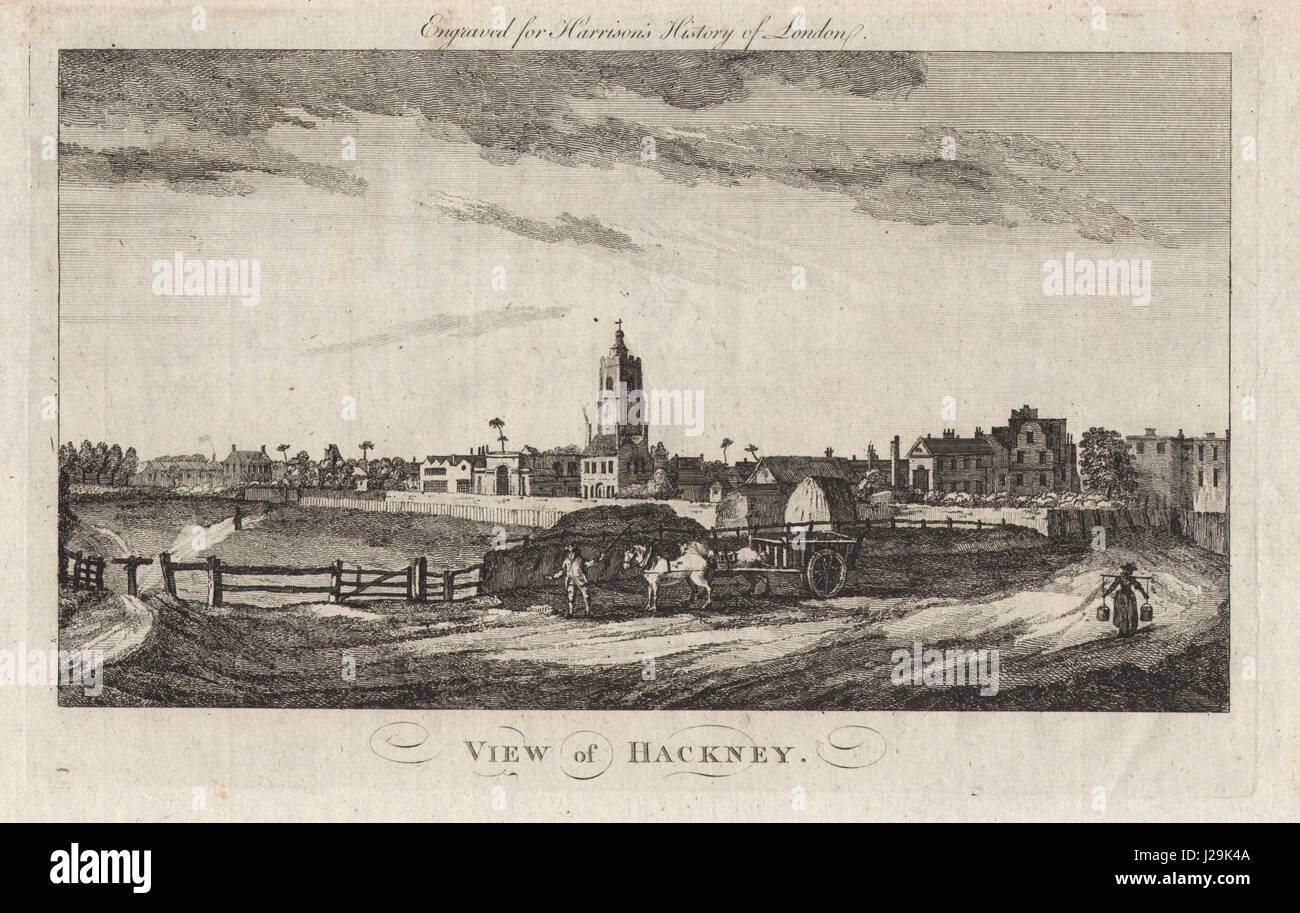 "View of Hackney", London. HARRISON 1776 old antique vintage print ...