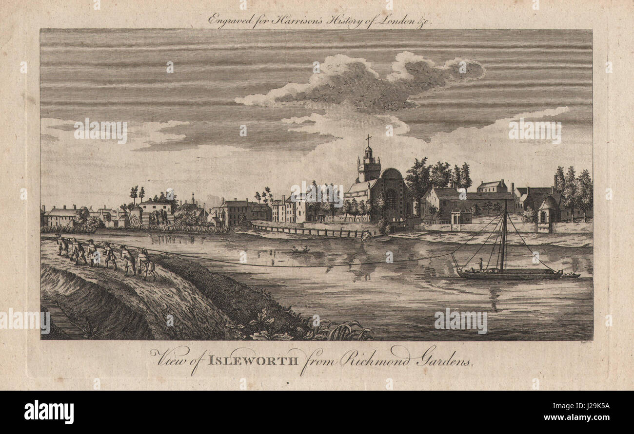 "View of Isleworth from Richmond Gardens". London. HARRISON 1776 old ...