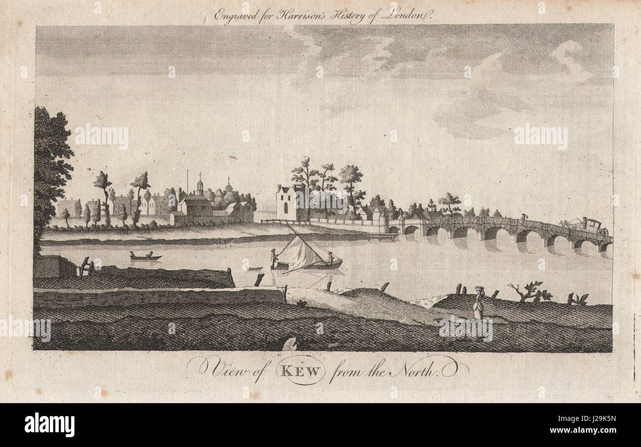 "View of Kew from the north". London. HARRISON 1776 old antique print ...