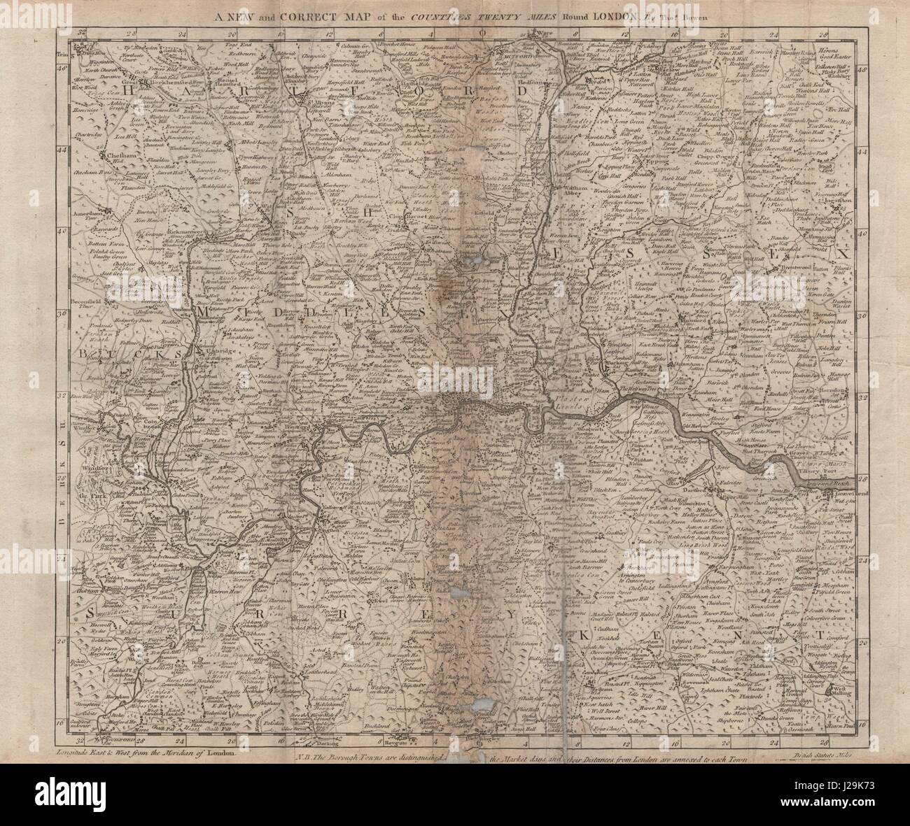 "A new & correct map of the countries 20 miles round London". Thomas ...