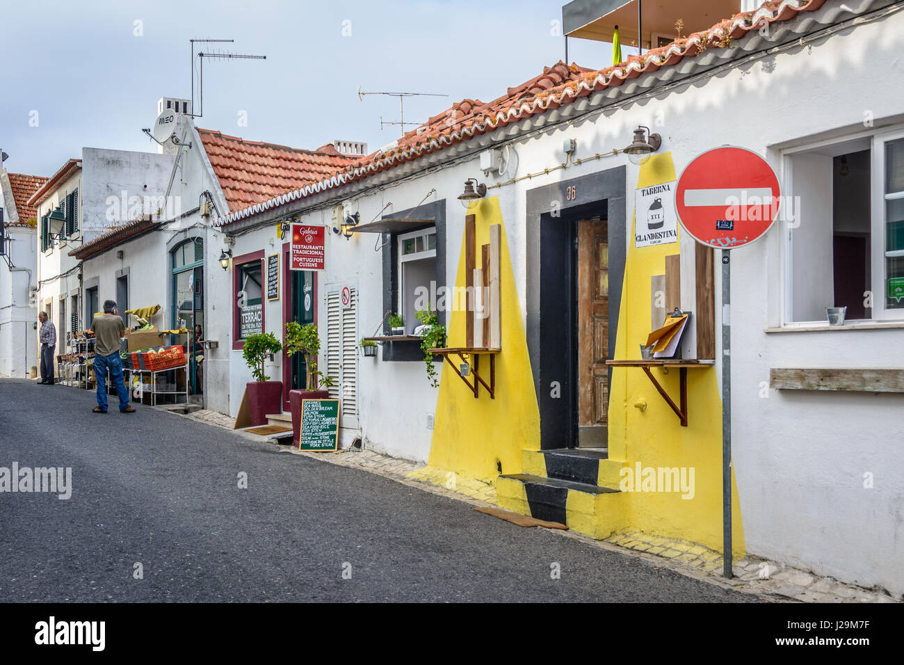 typical Portuguese street in Cascais Stock Photo - Alamy
