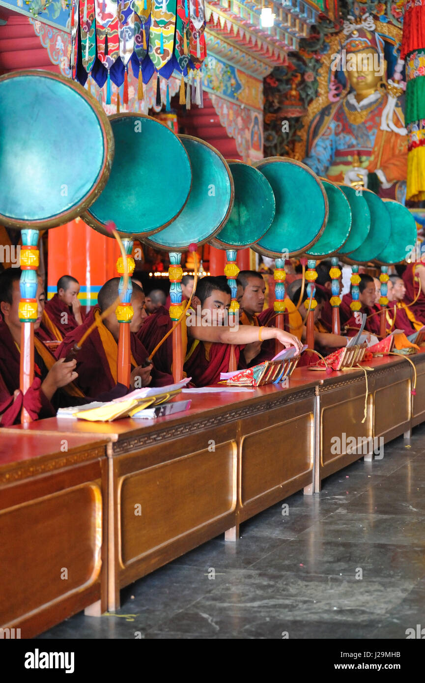 India, Gangtok, capital of Sikkim State, Buddhist monastery Ranka ...