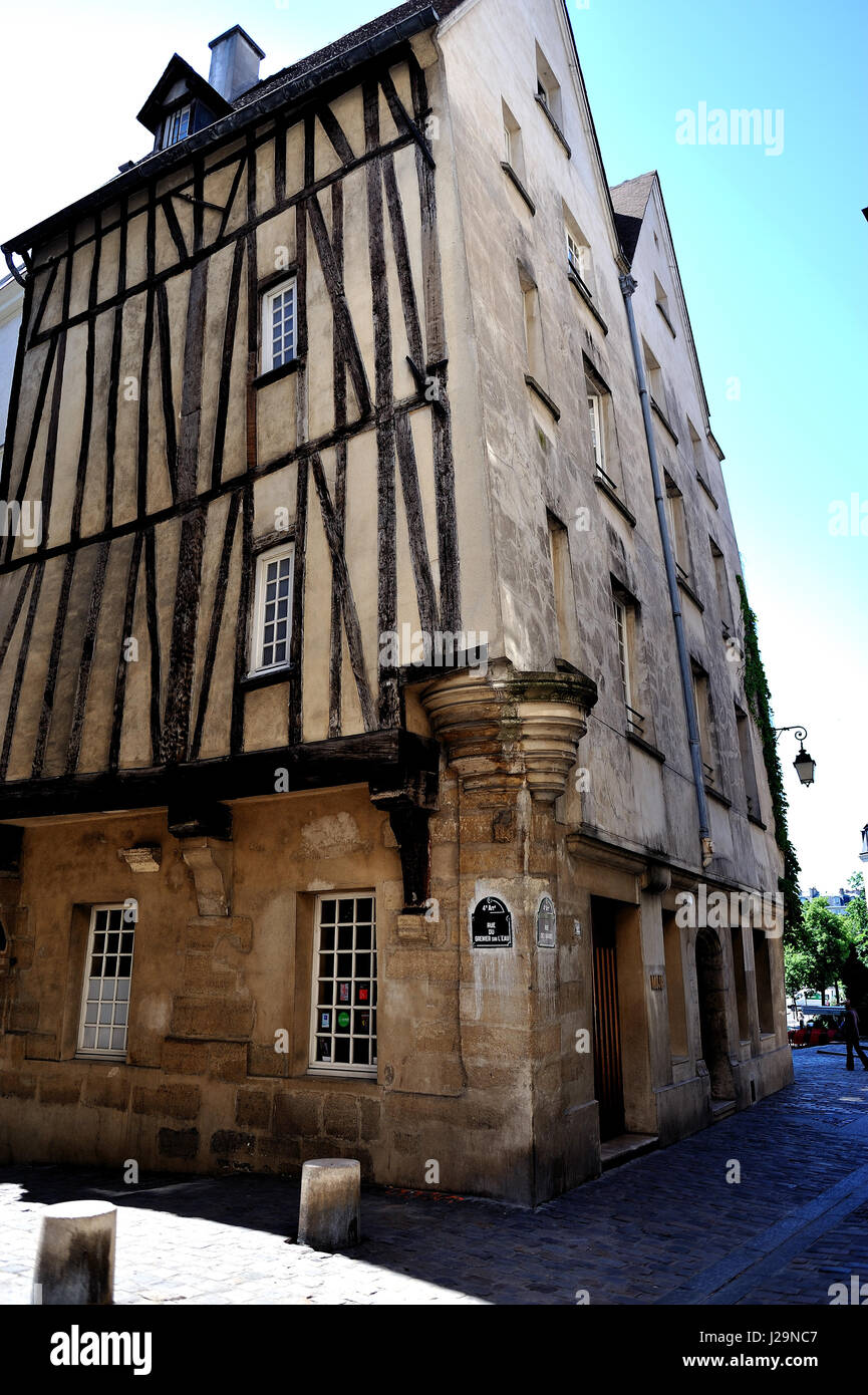 France, Paris, one of the oldest houses of Paris, in front of the ...