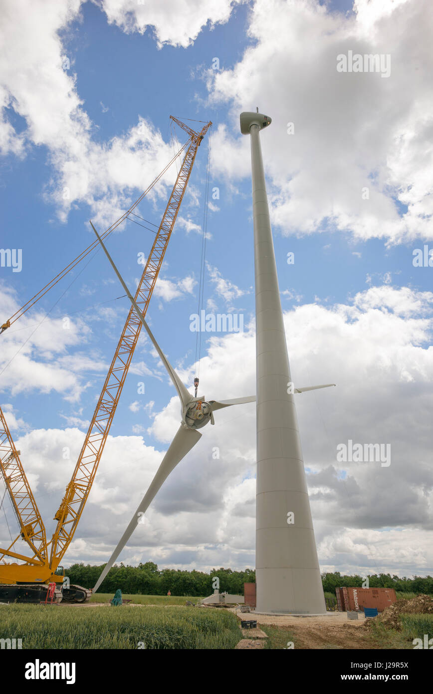 France, South-Western France, Les Nouillers, construction of a wind turbine Enerco, E70, 2,3MW ...