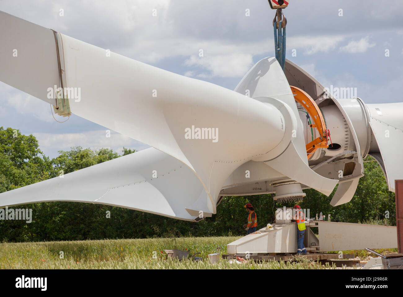 France, South-Western France, Les Nouillers, construction of a wind turbine Enerco, E70, 2,3MW ...