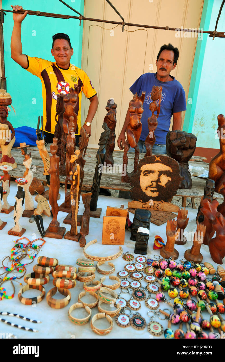 Caribbean, Cuba, Sancti Spiritus, Trinidad, Plaza Mayor, craft ...