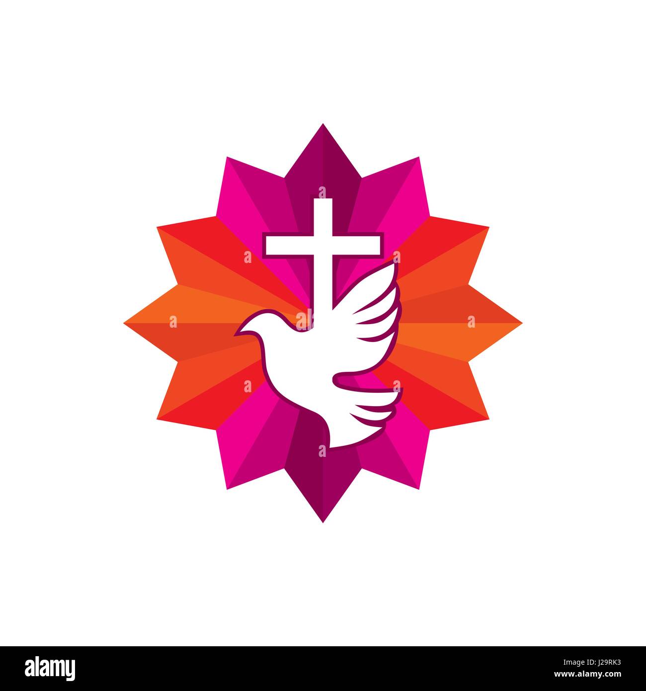 Church logo. The cross of Jesus, the dove is a symbol of the Holy ...