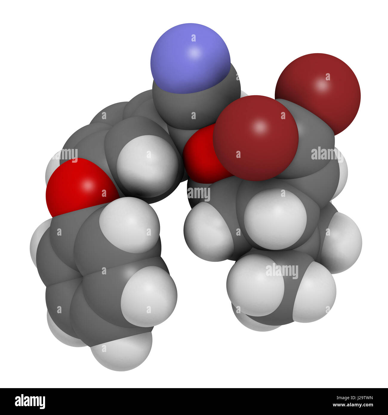 Deltamethrin insecticide molecule (synthetic pyrethroid). 3D rendering ...