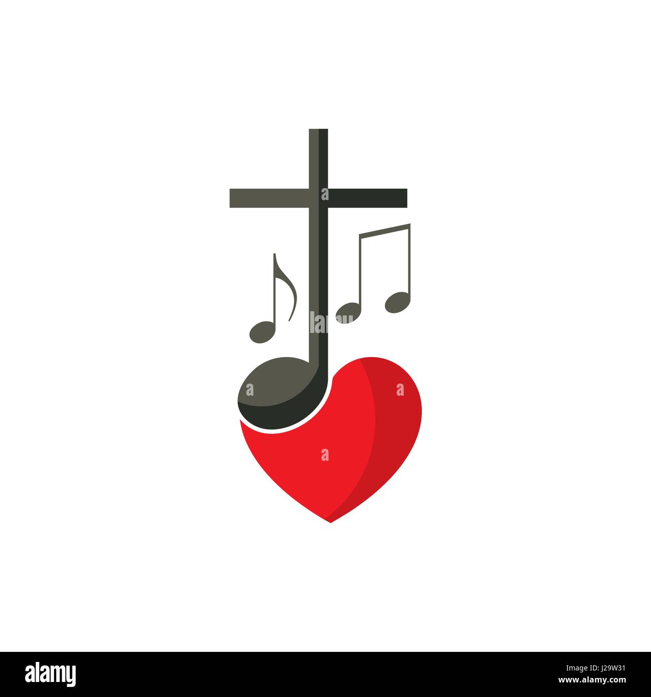 Church logo. Cross, musical note and heart Stock Vector Image & Art - Alamy