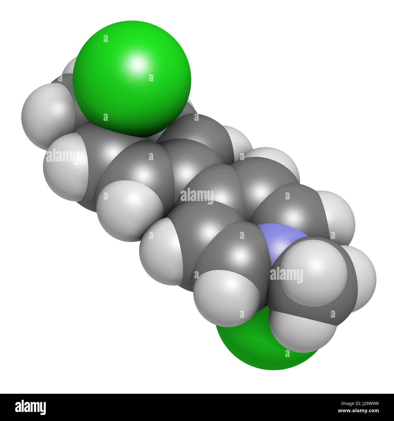 Paraquat herbicide molecule 3D rendering. Atoms are represented as ...