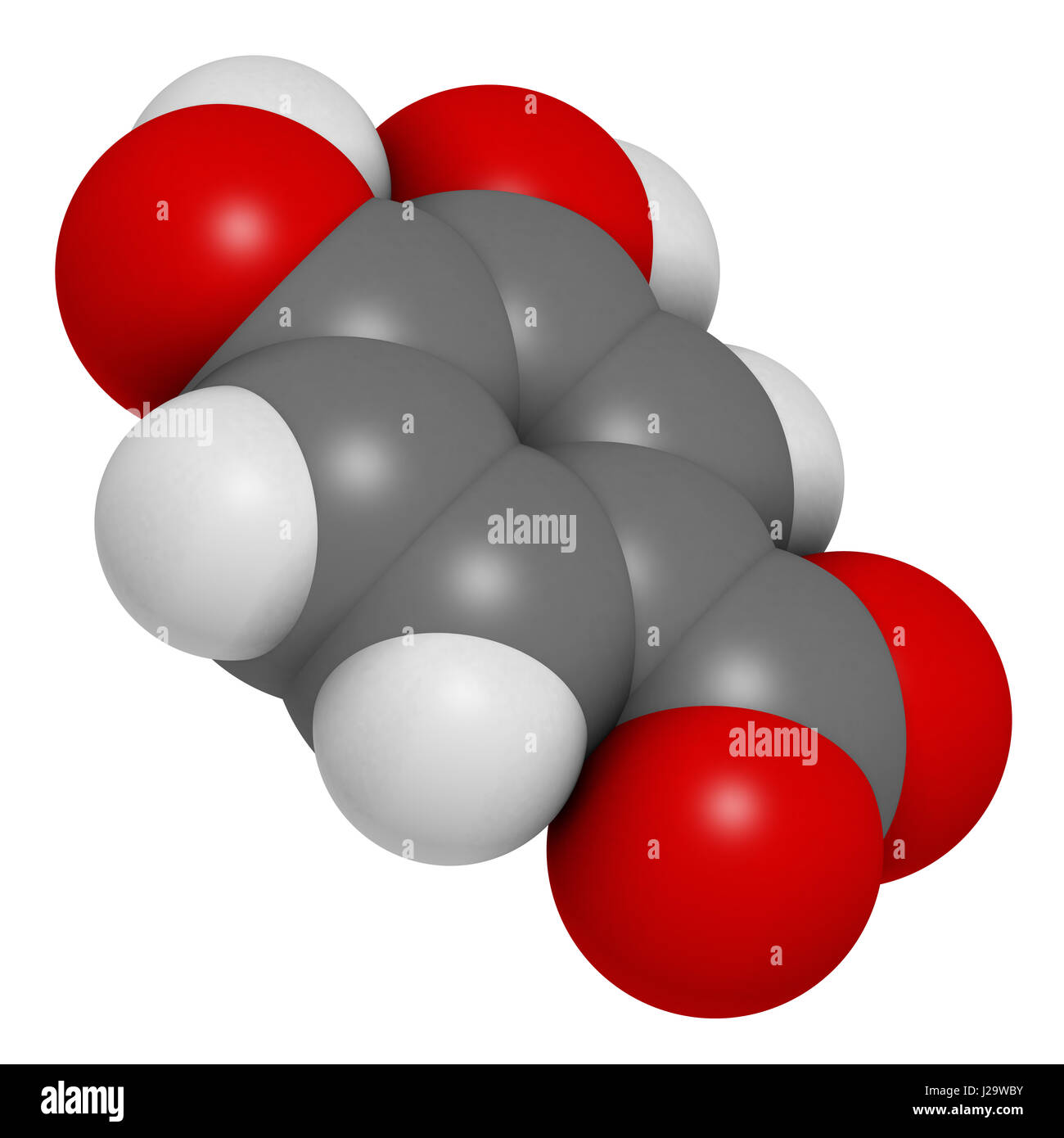 Protocatechuic acid (PCA) green tea antioxidant molecule. 3D rendering ...