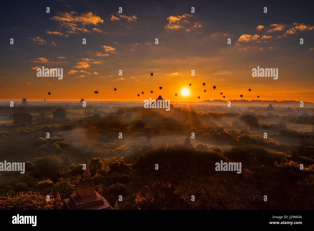 Myanmar Sunrise in Bagan Stock Photo - Alamy