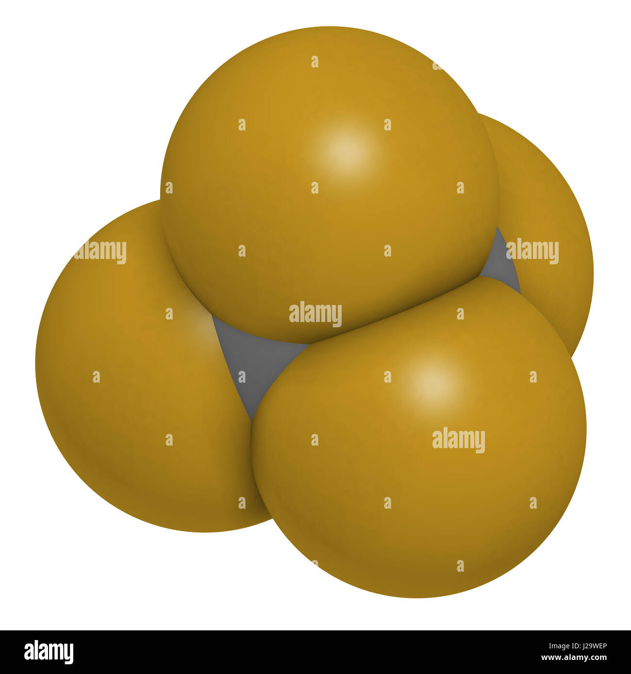 Tetrafluoromethane (carbon tetrafluoride, CF4) greenhouse gas molecule ...