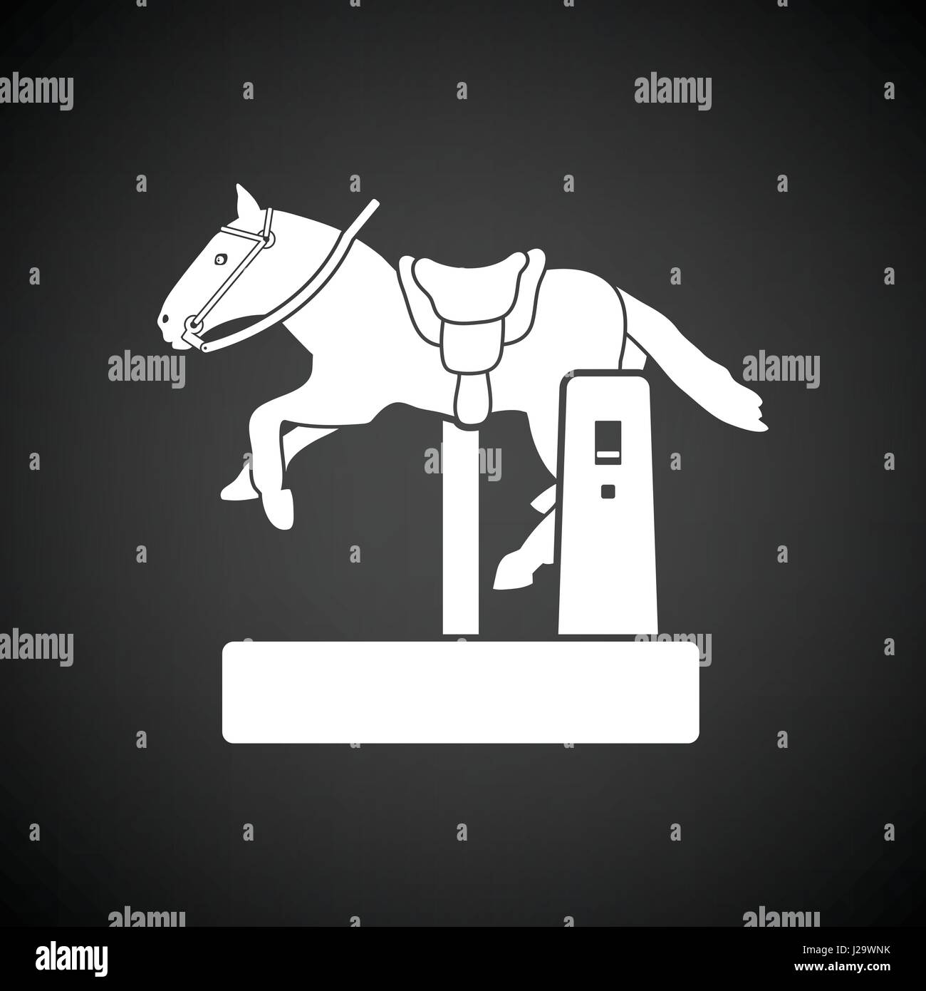 Horse machine icon. Black background with white. Vector illustration ...