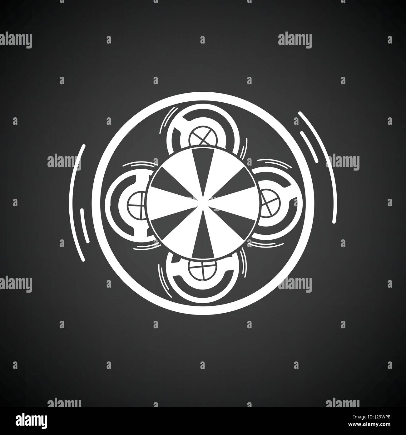 Carousel top view icon. Black background with white. Vector ...
