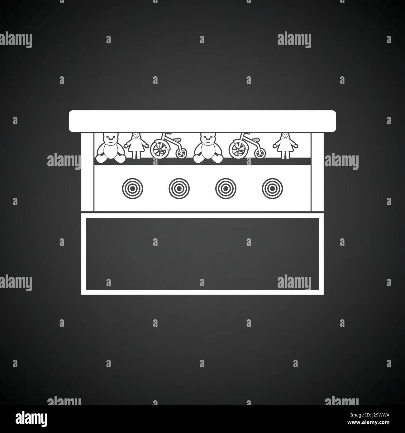 Prize shooting range icon. Black background with white. Vector ...
