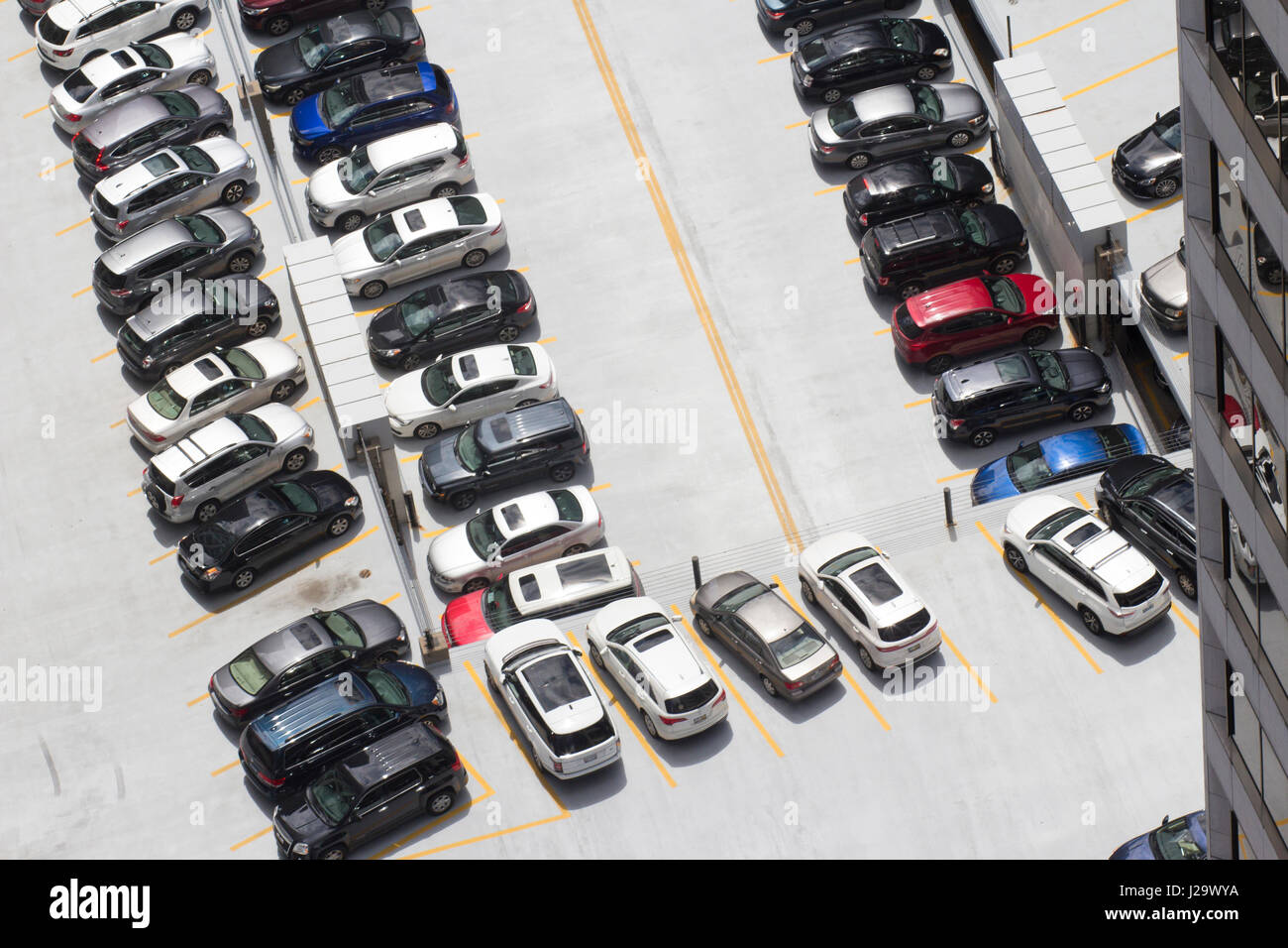 Cars parked in a city parking lot. Image taken from overhead Stock ...